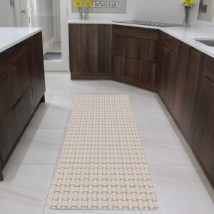 shape28 runner mat ultra-thin kitchen rug with non slip rubber backing 60x23” color latte 5c