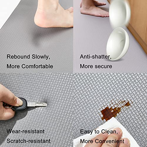 Menoeceus Kitchen Rug Anti Fatigue Mat 2 Piece Kitchen Rugs and Mats Non Skid Washable Kitchen Mat Floor Runner Set PU Foam Rugs Floor Carpet for Sink Laundry Bathroom Waterproof Standing Mat