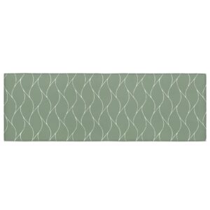 Kitchen Runner Rug, Farmhouse Decoration Sage Green Geometric Pattern Non Slip Runner Carpet Door Mats Floor Mat for Laundry Bedside Bathroom Bedroom 19.7"X63"