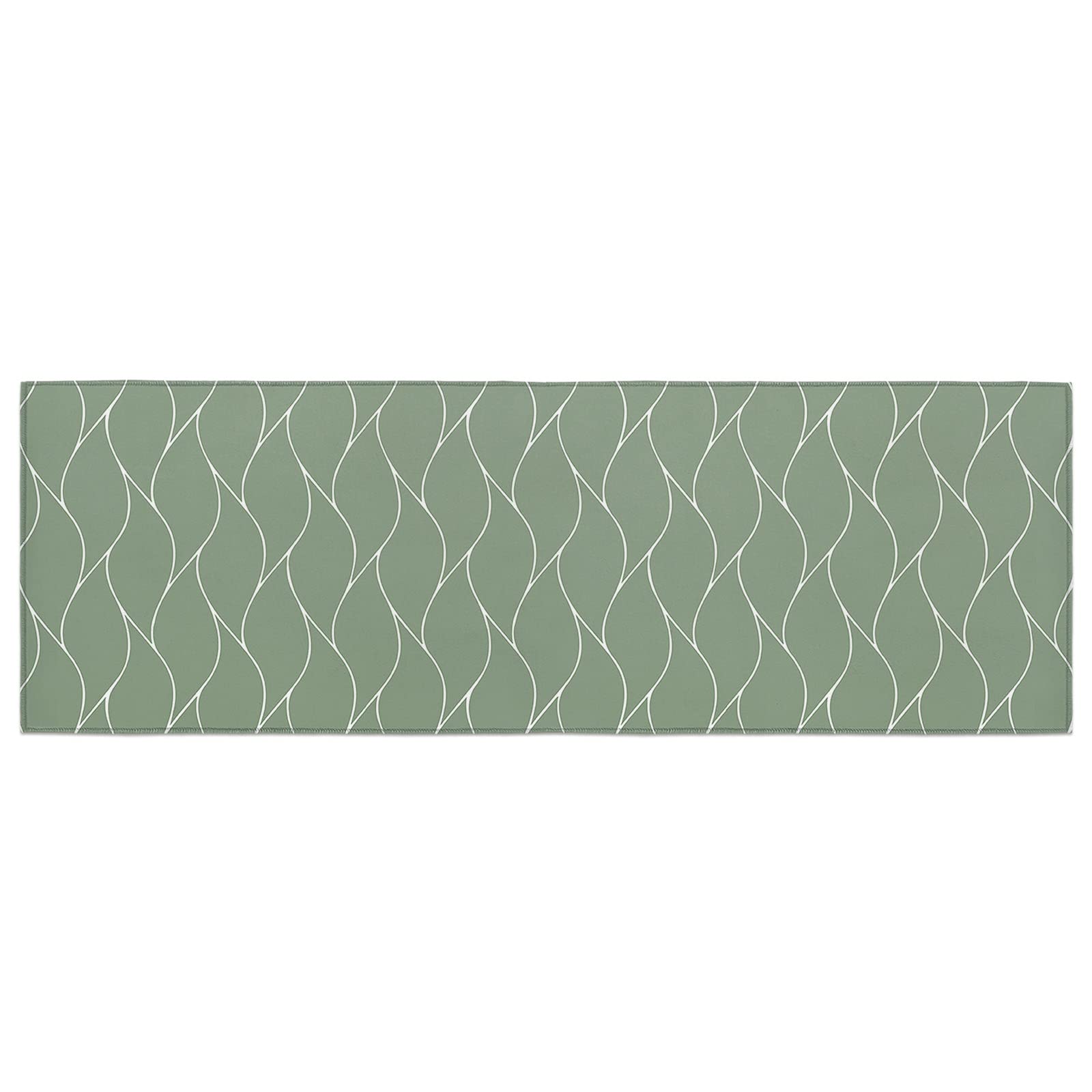 Kitchen Runner Rug, Farmhouse Decoration Sage Green Geometric Pattern Non Slip Runner Carpet Door Mats Floor Mat for Laundry Bedside Bathroom Bedroom 19.7"X63"