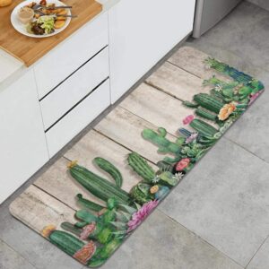 donmyer kitchen mat, cactus succulent southwestern monstera mexican desert style rustic wooden board farm, rug anti fatigue floor runner non slip standing doormat for, 47.2''l x 17.7''w