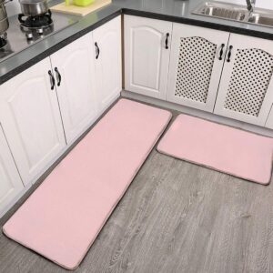 midetoy kitchen rugs and mats set light pink anti fatigue kitchen rug non slip floor rugs indoor outdoor 17"x48"+17"x24"