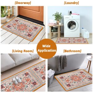 OBUSATT Boho Anti Fatigue Kitchen Rug and Mat Non-Slip Washable Boho Farmhouse Mats, Waterproof, Easy Clean Thick Kitchen Mat Set for Home, Office, Sink, Laundry Floor