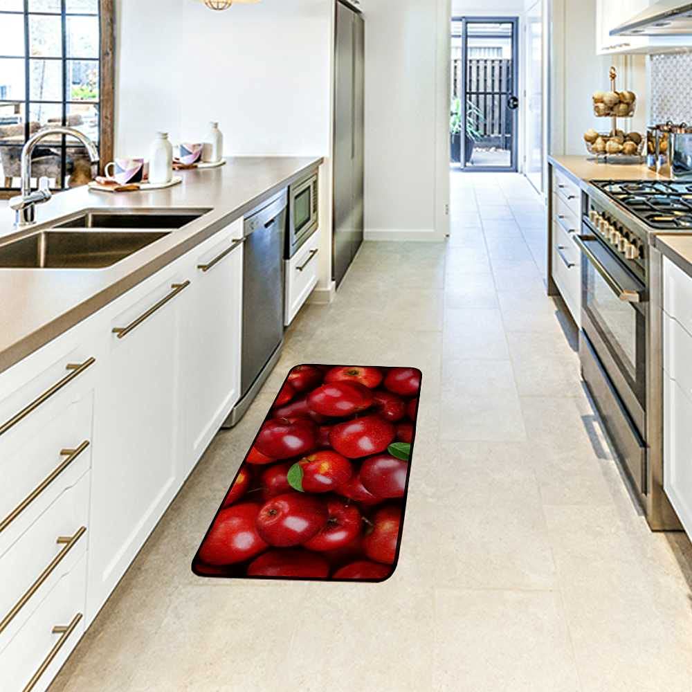 Kitchen Rugs 39 x 20 Inch Apple Red Fruits for Non-Slip Kitchen Floor Mats Doormat Bathroom Runner Rug Laundry Room Indoor Outdoor