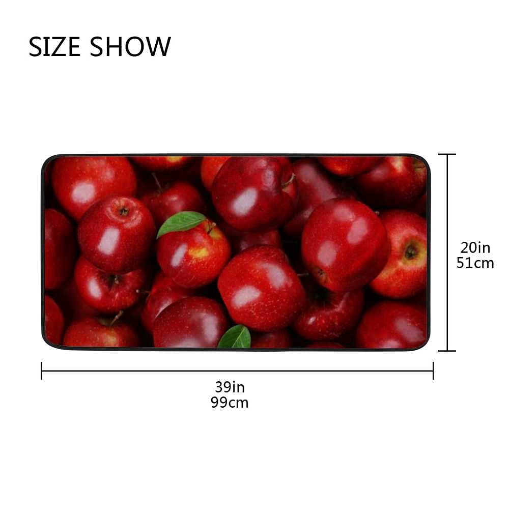 Kitchen Rugs 39 x 20 Inch Apple Red Fruits for Non-Slip Kitchen Floor Mats Doormat Bathroom Runner Rug Laundry Room Indoor Outdoor