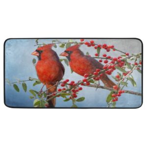 susiyo kitchen mat northern cardinals red birds kitchen rug mat anti-fatigue comfort floor mat non slip oil stain resistant easy to clean kitchen rug bath rug carpet for indoor outdoor doormat