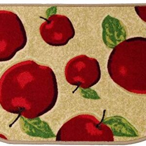 Wolala Home Half Round Skid Resistant Kitchen Mat Latex Backing Red Apple Area Rugs Machine Washable Half Cricle Doormat Bathroom Foot Pads Slice (1'6x2'6)