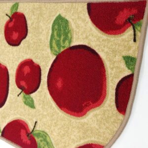 Wolala Home Half Round Skid Resistant Kitchen Mat Latex Backing Red Apple Area Rugs Machine Washable Half Cricle Doormat Bathroom Foot Pads Slice (1'6x2'6)