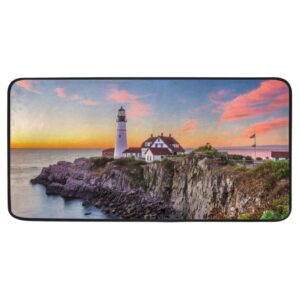 zhimi kitchen rug anti fatigue ﻿portland lighthouse kitchen floor mat standing runner long carpet non-slip laundry rug rectangle entryway mat 39 x 20 inch