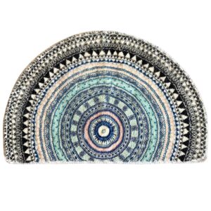 half round door mat,semi circle bathroom floor rug,mandala boho bohemian rug,non-slip welcome entrance way rug,absorbent bath mat, indoor rug for kitchen living room (gules)