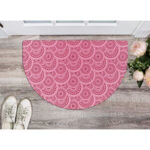 shape28 oval mat ultra-thin dark red half round mat kitchen runner rug 35"x23"soft microfiber with non slip rubber backing, dark soft microfiber top anti slip backing and machine washable,burgundy