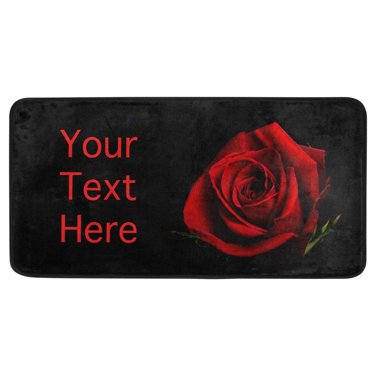 Custom Red Rose Kitchen Rug Flower Door Mat Bath Rug Personalized Your Text on Home Decor Floor Mat for Kitchen Living Bedroom 39 x 20 Inch