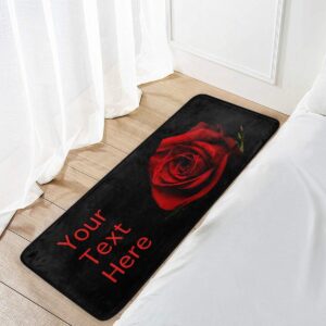 Custom Red Rose Kitchen Rug Flower Door Mat Bath Rug Personalized Your Text on Home Decor Floor Mat for Kitchen Living Bedroom 39 x 20 Inch