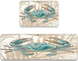 kitchen rugs sets 2 piece floor mats sea underwater submarine blue crab durable doormat nautical ocean animal area rugs washable runner carpet set non slip fantastic crab design kitchen rugs and mats