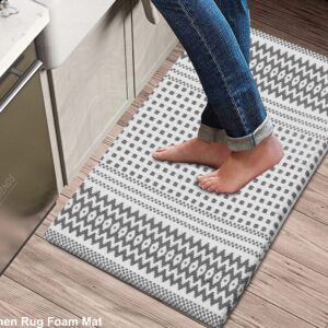 Kitchen Mat Cushioned Anti-Fatigue Kitchen Rug, Waterproof Non-Slip Kitchen Mats and Rugs Heavy Duty Comfort Foam Rug for Kitchen, Floor Home, Office, Sink, Laundry (Grey Box, 18''x30'')