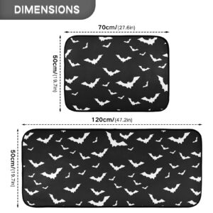 Krafig Halloween with Bats Kitchen Rug Set of 2, Washable Non-Slip Anti Fatigue Distressed Comfort Memory Foam Rubber Backing Rug for Kitchen Floor Living Room Bedroom Bathroom Laundry Room