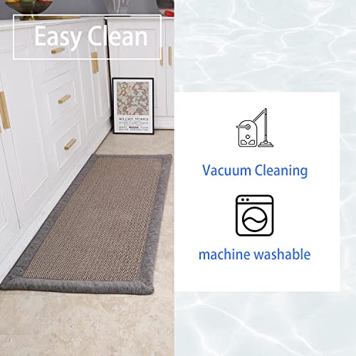 qianyingmeng Kitchen Mat,Kitchen Rugs Non Skid,Anti Fatigue Mats for Kitchen Floor,Kitchen Sink Mats,Kitchen Rugs Washable,Farmhouse Kitchen Rugs,Kitchen Mat Cushioned (W20xL31.5 +W20xL47, Grey)