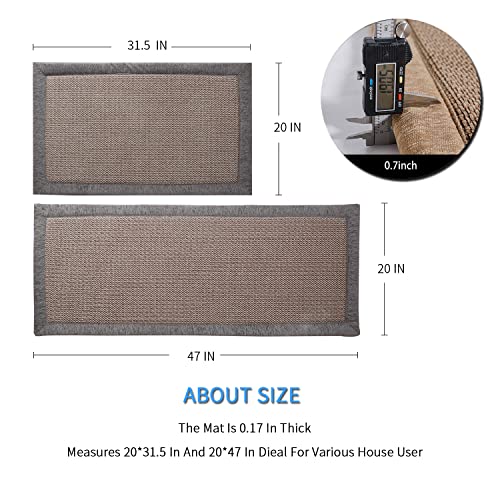 qianyingmeng Kitchen Mat,Kitchen Rugs Non Skid,Anti Fatigue Mats for Kitchen Floor,Kitchen Sink Mats,Kitchen Rugs Washable,Farmhouse Kitchen Rugs,Kitchen Mat Cushioned (W20xL31.5 +W20xL47, Grey)