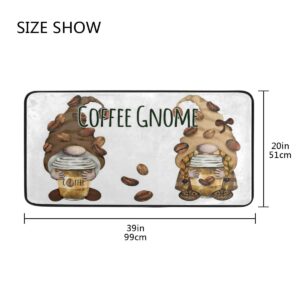 Aslsiy Coffee Gnome Kitchen Rug Coffee Beans Area Rug Door Mats Bath Welcome Rugs for Floor Bedroom Living Room Home Decor 39" X 20"