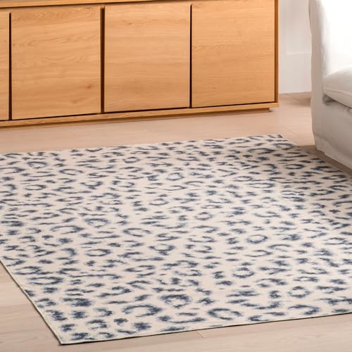 nuLOOM Mason Machine Washable Contemporary Leopard Print Area Rug, 4' x 6', Grey, Rectangular, 0.1" Thick