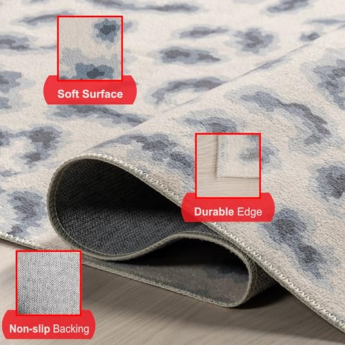 nuLOOM Mason Machine Washable Contemporary Leopard Print Area Rug, 4' x 6', Grey, Rectangular, 0.1" Thick