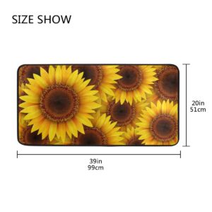 Kitchen Rugs Runner Yellow Sunflowers Doormat Bath Rugs Non Slip Area Rugs for Bathroom Kitchen Indoor 39" X 20"