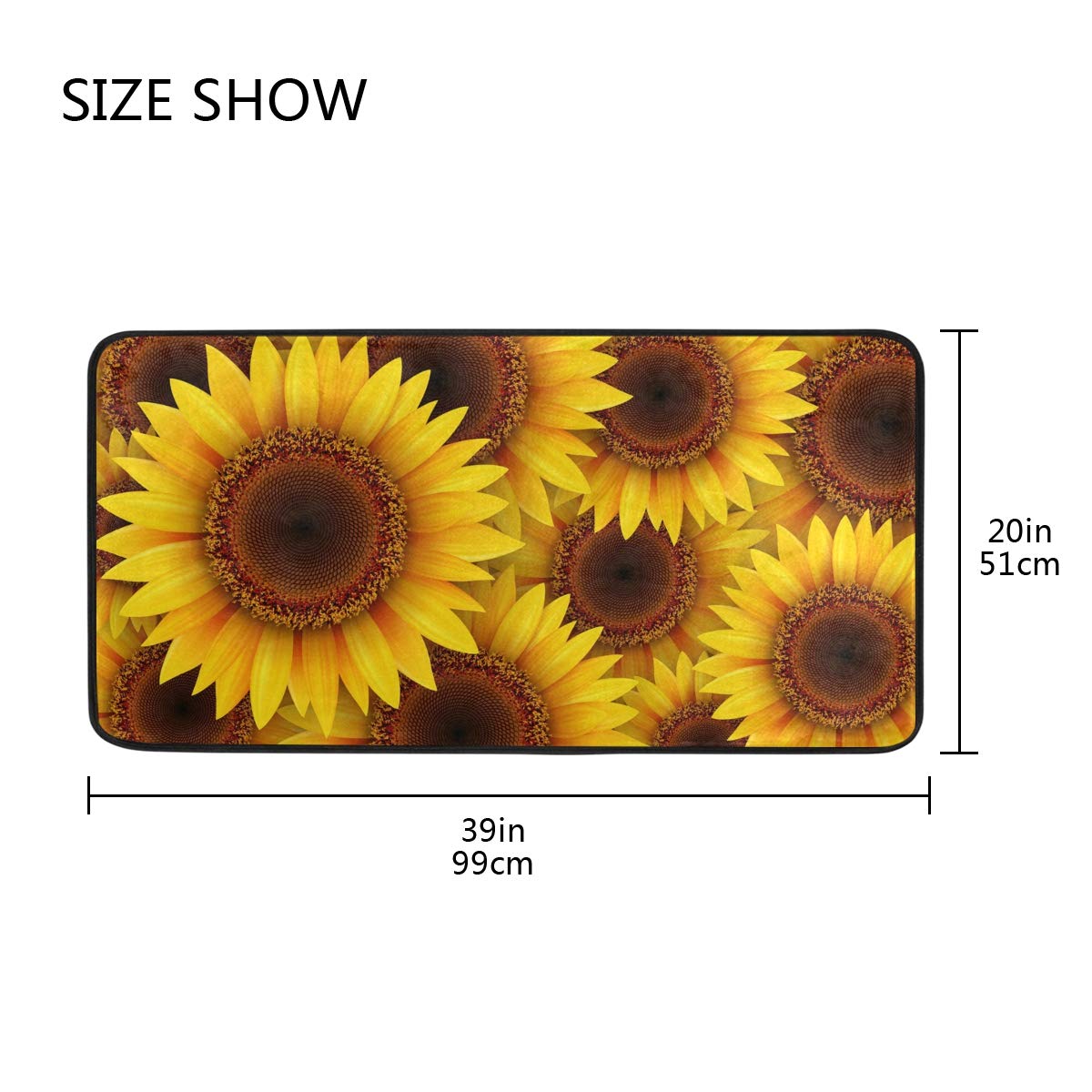 Kitchen Rugs Runner Yellow Sunflowers Doormat Bath Rugs Non Slip Area Rugs for Bathroom Kitchen Indoor 39" X 20"