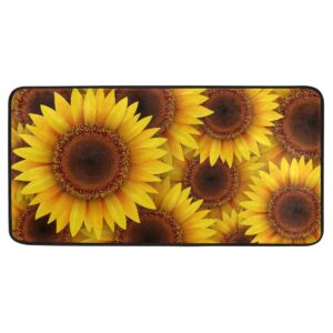 Kitchen Rugs Runner Yellow Sunflowers Doormat Bath Rugs Non Slip Area Rugs for Bathroom Kitchen Indoor 39" X 20"