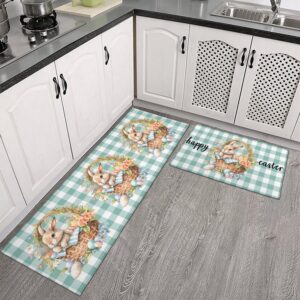 Nutksea Sunflower Kitchen Decor Rug Set 2 Pieces Waterproof Runner Rugs Washable Apply to Kitchen Sink or Laundry, Sunflower Decorations Indoor Floor Mat 17"x47"+17"x30"