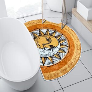 GVFTG 31x47 Inch Half Round Anti Fatigue Kitchen Rugs Area Rug Kitchen Standing Mats Absorbent Non Slip Soft Plush Waterproof Sink Kitchen Mat for Floor, Retro Bohemian Tarot Sun Moon