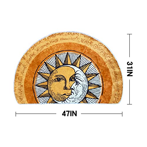 GVFTG 31x47 Inch Half Round Anti Fatigue Kitchen Rugs Area Rug Kitchen Standing Mats Absorbent Non Slip Soft Plush Waterproof Sink Kitchen Mat for Floor, Retro Bohemian Tarot Sun Moon