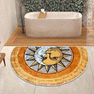 GVFTG 31x47 Inch Half Round Anti Fatigue Kitchen Rugs Area Rug Kitchen Standing Mats Absorbent Non Slip Soft Plush Waterproof Sink Kitchen Mat for Floor, Retro Bohemian Tarot Sun Moon