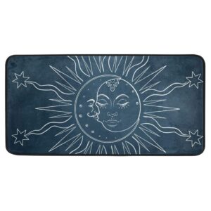 sun and moon kitchen rug mandala celestial door mat bath rug home decor floor mat non-slip carpet for kitchen living bedroom 39 x 20 inch