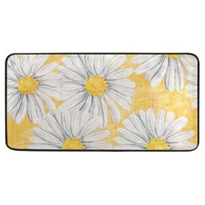 susiyo kitchen mat watercolor floral daisy flowers kitchen rug mat anti-fatigue comfort floor mat non slip oil stain resistant easy to clean kitchen rug bath rug carpet for indoor outdoor doormat