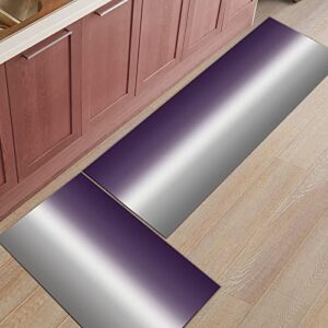 ombre kitchen rug set 2 piece, non slip kitchen rugs and mats cushioned anti fatigue kitchen floor mat comfort standing kitchen mat set purple gray gradient pattern