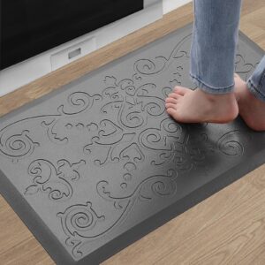 dexi kitchen mat cushioned anti-fatigue kitchen floor mats, 30x20 inch, non-slip waterproof kitchen rug for house office standing desk, grey