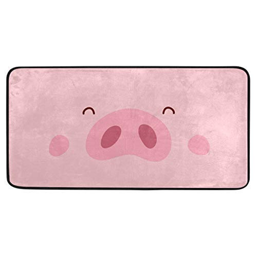 Kitchen Rugs Cute Pig Pink Design Non-Slip Soft Kitchen Mats Bath Rug Runner Doormats Carpet for Home Decor, 39" X 20"