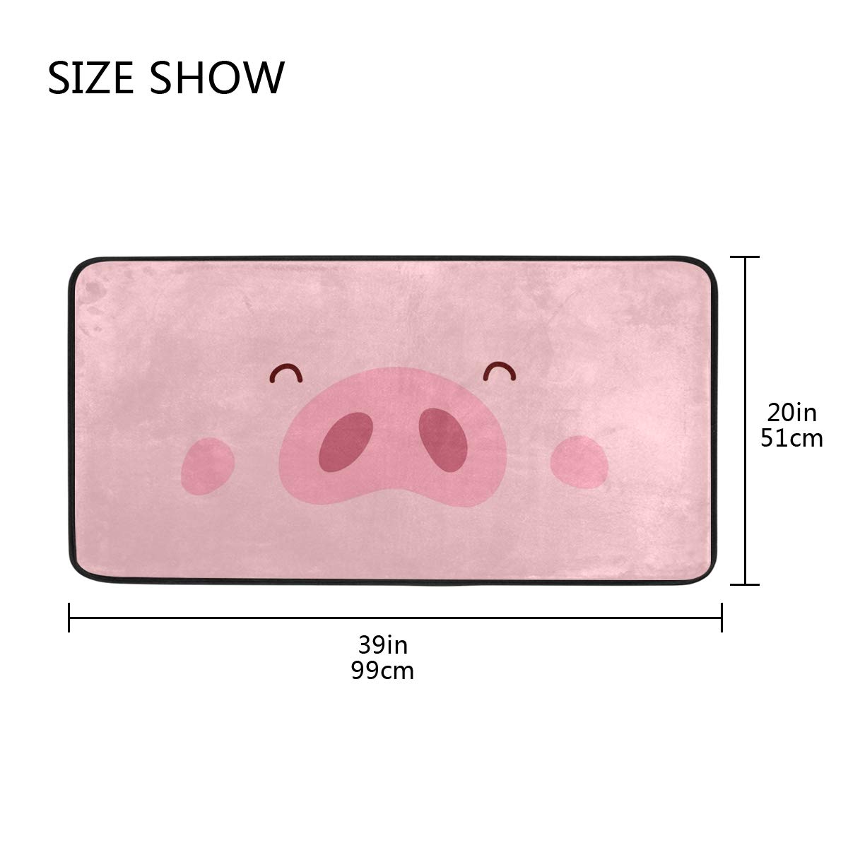 Kitchen Rugs Cute Pig Pink Design Non-Slip Soft Kitchen Mats Bath Rug Runner Doormats Carpet for Home Decor, 39" X 20"