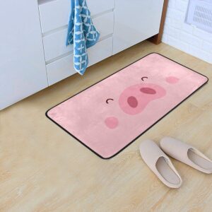 Kitchen Rugs Cute Pig Pink Design Non-Slip Soft Kitchen Mats Bath Rug Runner Doormats Carpet for Home Decor, 39" X 20"