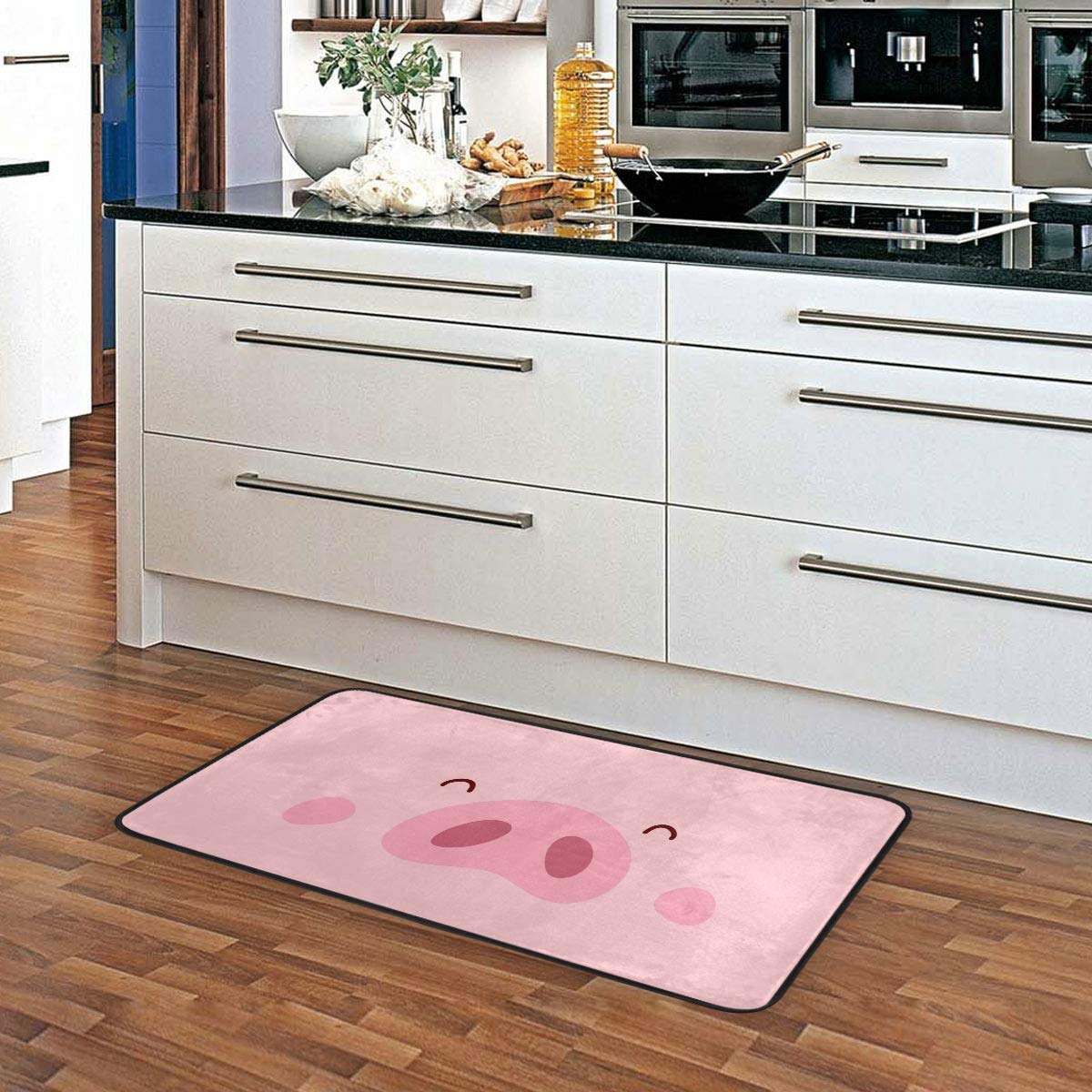 Kitchen Rugs Cute Pig Pink Design Non-Slip Soft Kitchen Mats Bath Rug Runner Doormats Carpet for Home Decor, 39" X 20"