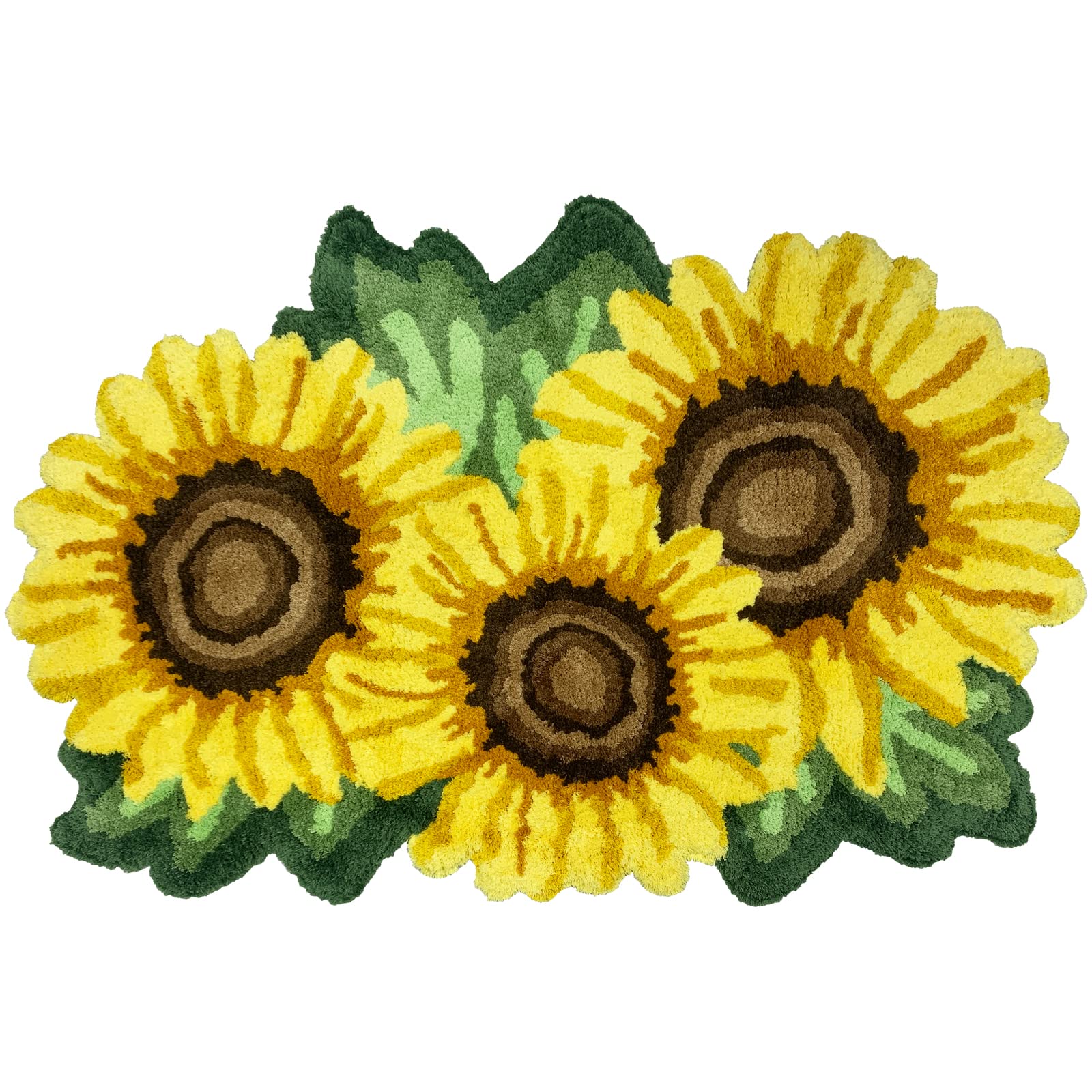 USTIDE Sunflower Area Rug, Rustic Flower Doormat Cute Rug for Bathroom Kitchen, Handmade Rug Washable Floral Mat (27.5''X37.4'')