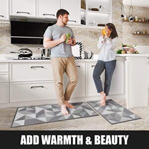 Kitchen Rugs and Mats Washable [2 PCS], Non-Skid Soft Absorbent Kitchen Mats Set for Floor, Comfort Runner Rug Carpets for Kitchen Floor, Sink, Laundry, Hallway, Dinning Room, Office-20”x32”+20”x47”