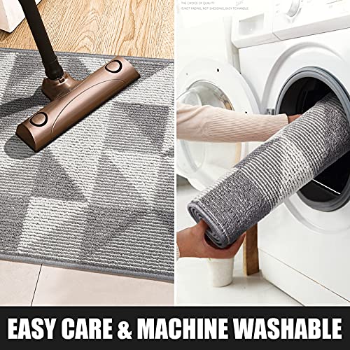 Kitchen Rugs and Mats Washable [2 PCS], Non-Skid Soft Absorbent Kitchen Mats Set for Floor, Comfort Runner Rug Carpets for Kitchen Floor, Sink, Laundry, Hallway, Dinning Room, Office-20”x32”+20”x47”