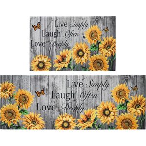 sunflower kitchen rugs and mats 2 pieces sunflower rugs set for kitchen rug retro sunflower kitchen rugs sets non-slip floor mat doormat runner rug for kitchen, laundry, living room, front door