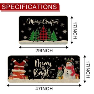 pinata Christmas Kitchen Rugs and Mats Set of 2 - Christmas Rugs Farmhouse Christmas Kitchen Decor, Christmas Decorations for Home Kitchen Living Room Floor - 17x29 and 17x47 Inch