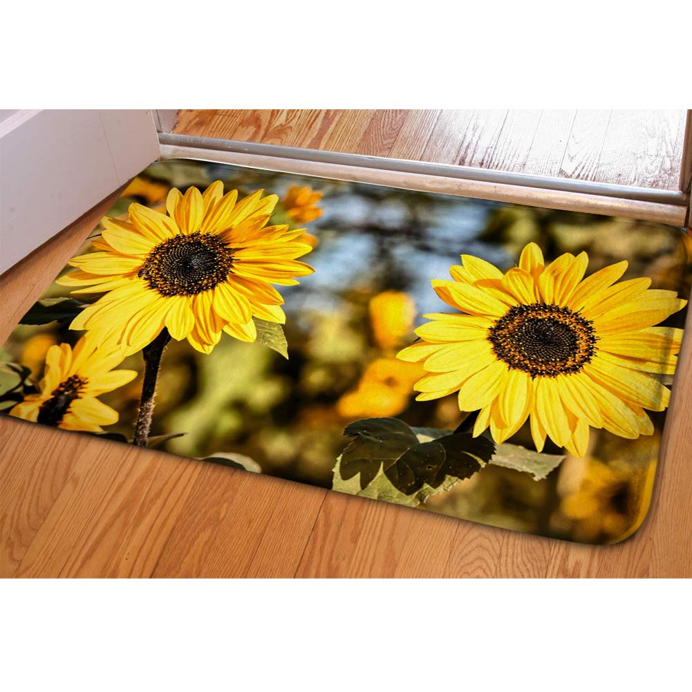 Beauty Collector Sunflower Mats and Rugs Non Slip Pretty Decoration Welcome Rugs for Kitchen Bathroom Living Room Home Decor