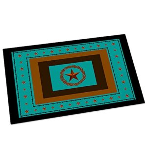 welcome rectangular door mat rustic farm western star on turquoises wheat ear wreath entrance way rugs doormats soft non-slip washable bath rugs floor mats for home bathroom kitchen 16x24 inch