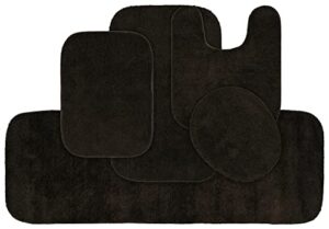 garland rug traditional plush 5 piece nylon washable bathroom rug set chocolate