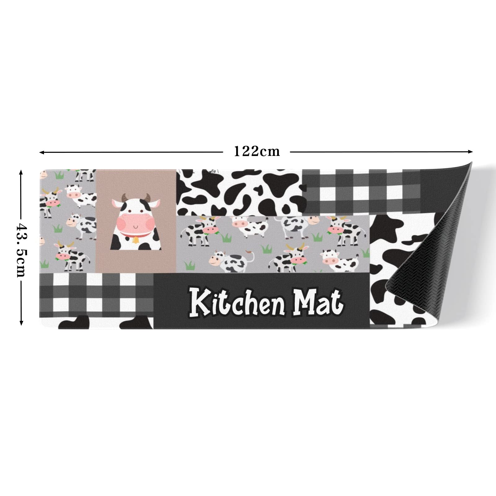 Farm Cow Cute Sweet Personalized Kitchen Mat Rug,Custom Floor Door Mat Anti-Slip Rugs for Kitchen,Bathroom,Laundry,48x17Inch