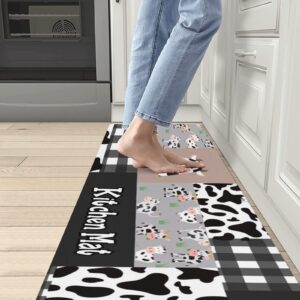 Farm Cow Cute Sweet Personalized Kitchen Mat Rug,Custom Floor Door Mat Anti-Slip Rugs for Kitchen,Bathroom,Laundry,48x17Inch